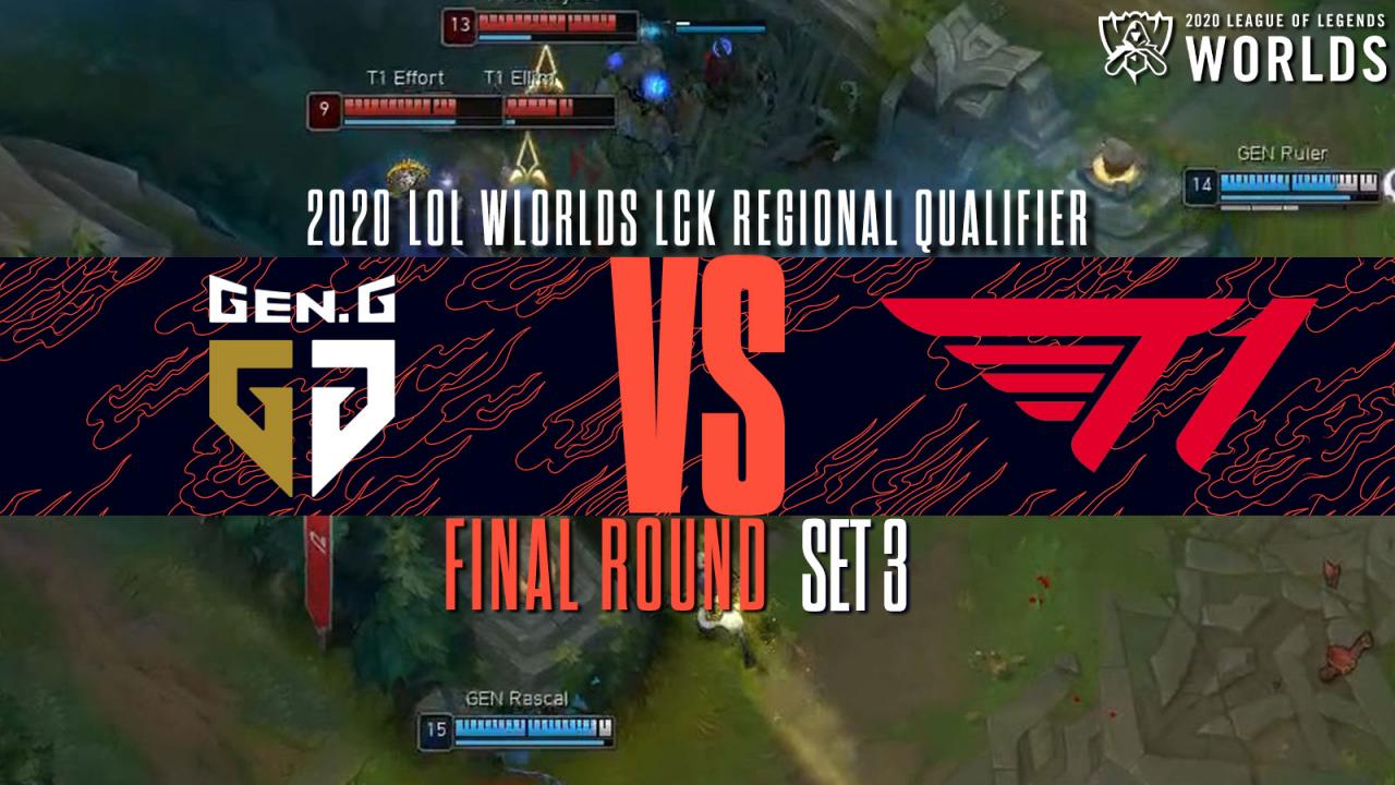 [젠지 vs T1] 3세트 / 2020 LoL 월드 챔피언십 LCK 대표 선발전 | SOOP VOD