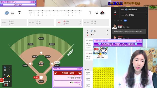 삼성편파청율 우천 노게임 ㅡㅡ 삼성백정현kt엄상백 프로야구 입중계 여캠청율 Soop Vod