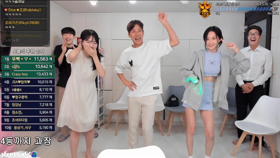 [클립]만다 시조새 구보라 솜사탕 댄스 / JSA)4주년 축하해주러 학생들이 왔네요.. | 아프리카TV VOD