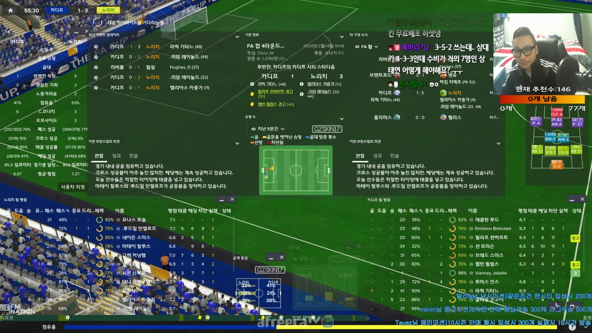 [생]FM2017)백수에서 첼시까지/7시즌/피말린다 진짜..... | SOOP VOD