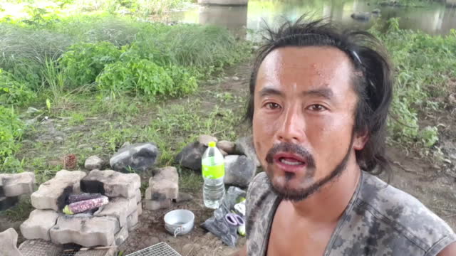 낭만집시생존기55일차 현실배그 1000도씨 벽돌화덕 수육 숯불구이 인간극장x나는자연인이다 미션임파서블리얼야생낚시먹방게임계곡