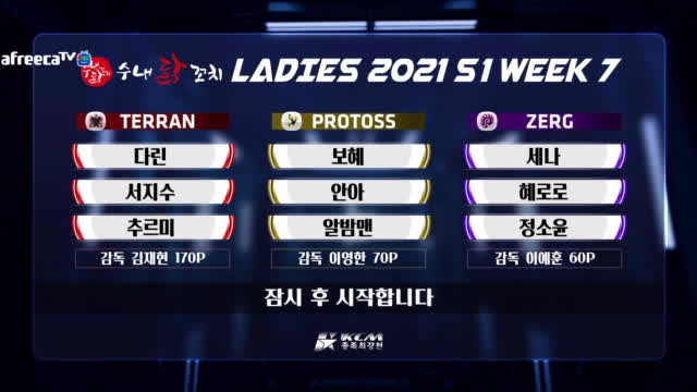 스타 수내닭꼬치 Kcm레이디스 종족최강전 2021 시즌1 7주차 다린 서지수 추르미 보혜 안아 알밤맨 세나 혜로로 정소윤