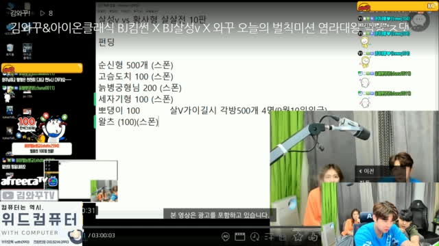 김와꾸and아이온클래식 Bj킴썬 X Bj살성v X 와꾸 오늘의 벌칙미션 염라대왕 먹방 ㅈ댓다 95 네자칸 천족대회 많은