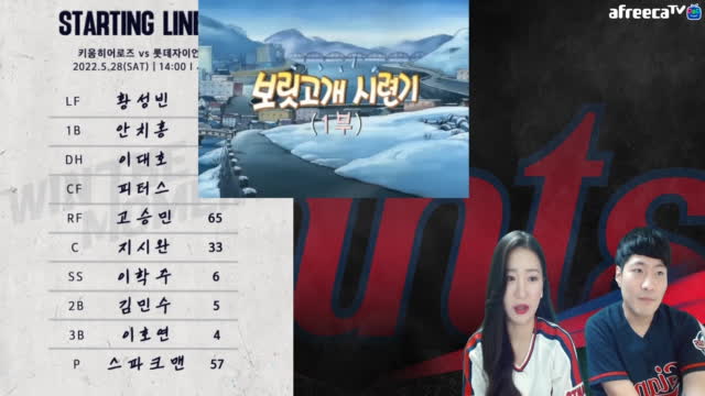 롯데 Vs 키움 스파크맨 선발 보롯고개 시련기 힘들지만 파이팅있게 롯데 편파 커플 방송 Soop Vod