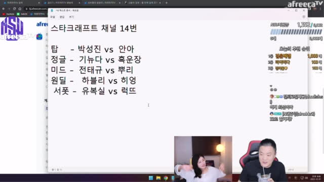 NSU안아vs성진오빠 밸 떨CK 4망개빵 | 아프리카TV VOD