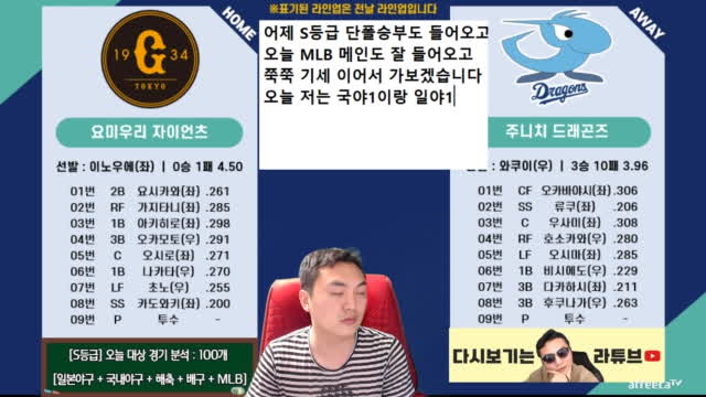 국내야구 일본야구 분석 오늘 국1일1 짬뽕으로 한박스로 前와이즈분석위원 라다의 스포츠분석 국야 일야 Kbo Npb