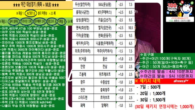 ★야간 54배 적중주간 어제 억까 복수★찹쌀의 스포츠분석 해외축구전문 Mlb전문 야구전문 아프리카tv Vod