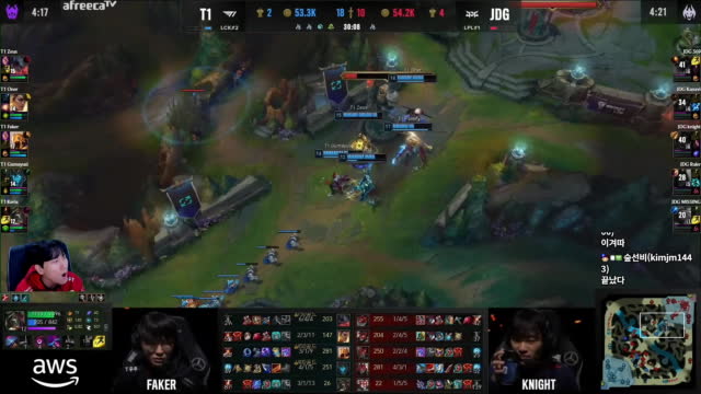 [클립]김민교 롤드컵 T1 vs JDG 4강 가보자 LCK Worlds | SOOP VOD