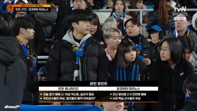 Afc 챔피언스리스 인천요코하마 전반전 Live 프로축구 아챔 Soop Vod
