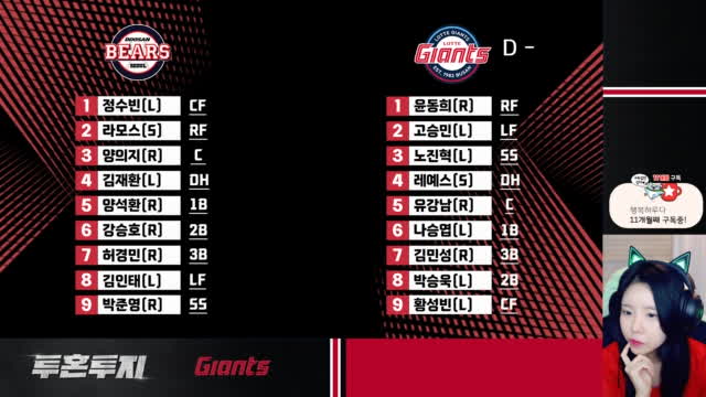 롯데 Vs 두산 어제 저 없으니까 심심했죠 서울이 낳은 롯데의 딸 꽃겨울 Soop Vod
