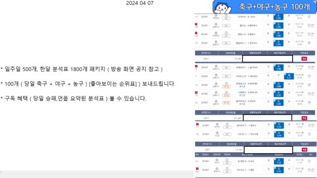오후 야구 4연승 축구도 연승 무농사 2무 적중 야간 해축 Mlb로 마무리 가봅시다 축구분석 농구야구분석스포츠