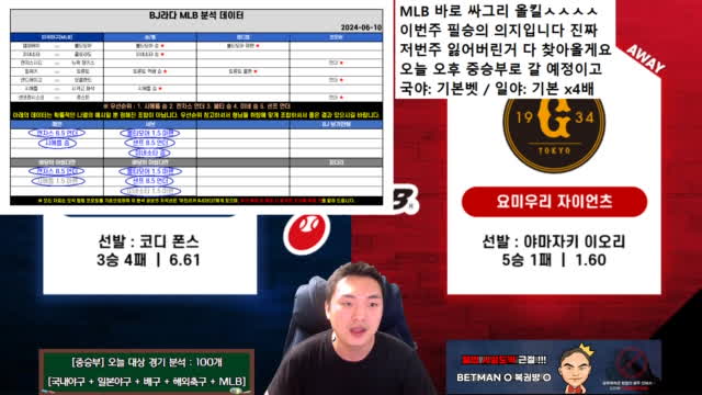 중승부 Mlb 싸그리 올킬 이번주는 다릅니다 국내야구 일본야구 분석 前와이즈분석위원 라다의 스포츠분석 국야 일야