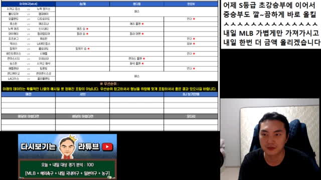 S등급에 이어서 중승부도 올킬 ㅅㅅㅅ Mlb 분석 前와이즈분석위원 라다의 스포츠분석 믈브 해축 Soop Vod